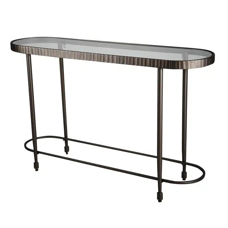 Valencia Console – Charcoal Metal & Glass Modern Console Table – Te ...